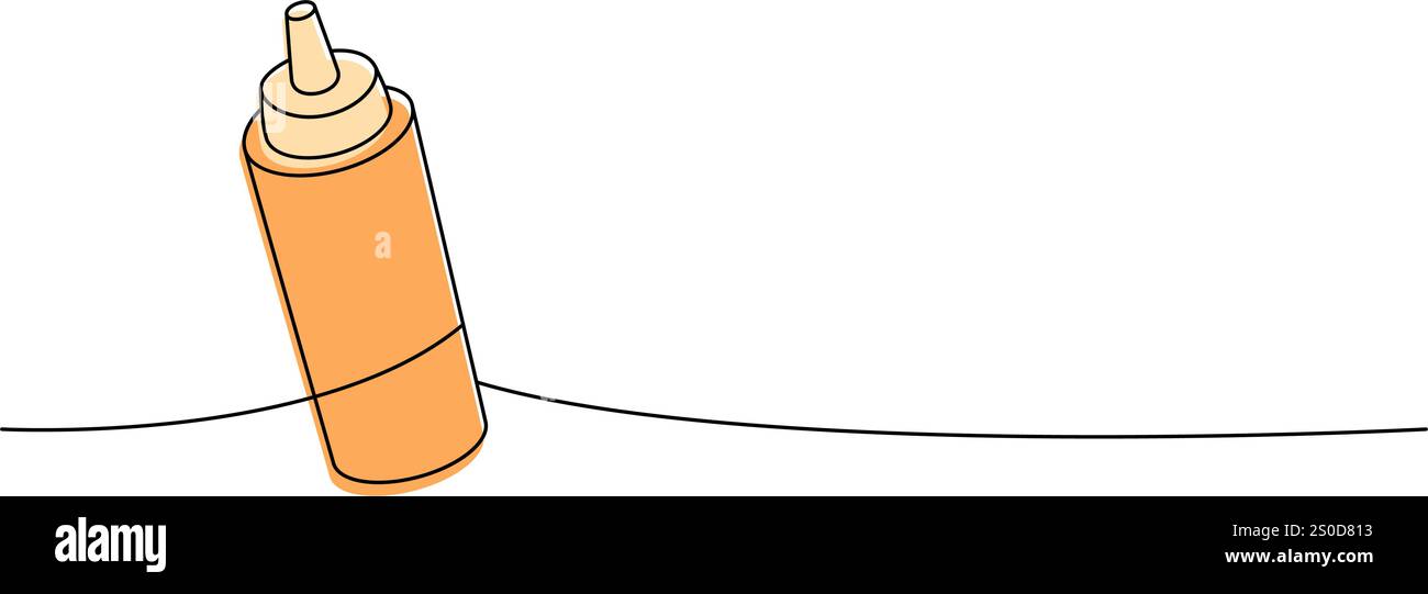 Sauce bottle for restaurants one line colored continuous drawing ...