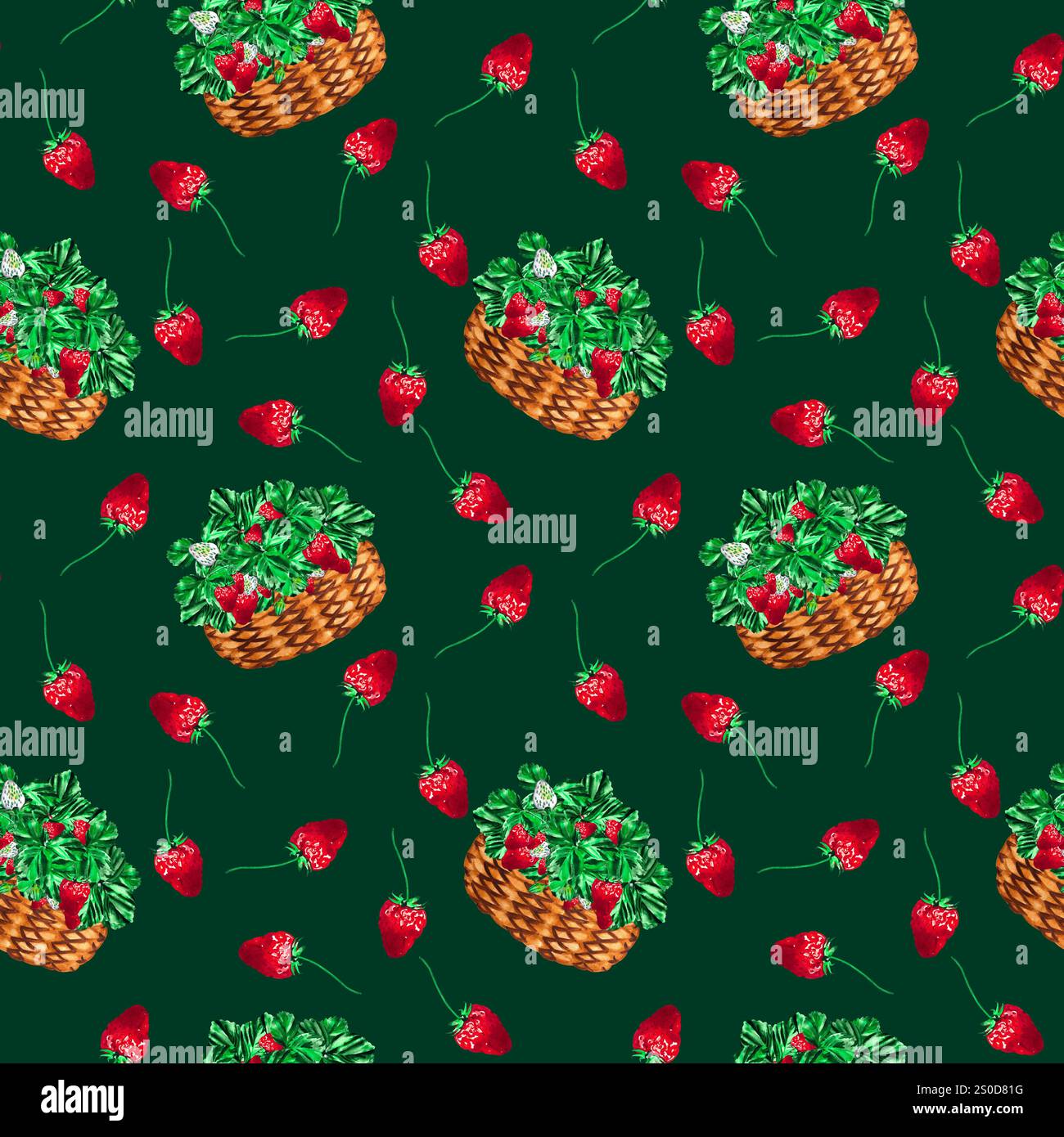 Victoria's Basket. Seamless pattern. Watercolor botanical illustration ...