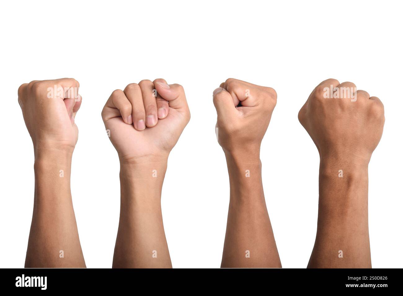 Set of Male clenched fist, isolated on a white background. Man hand ...
