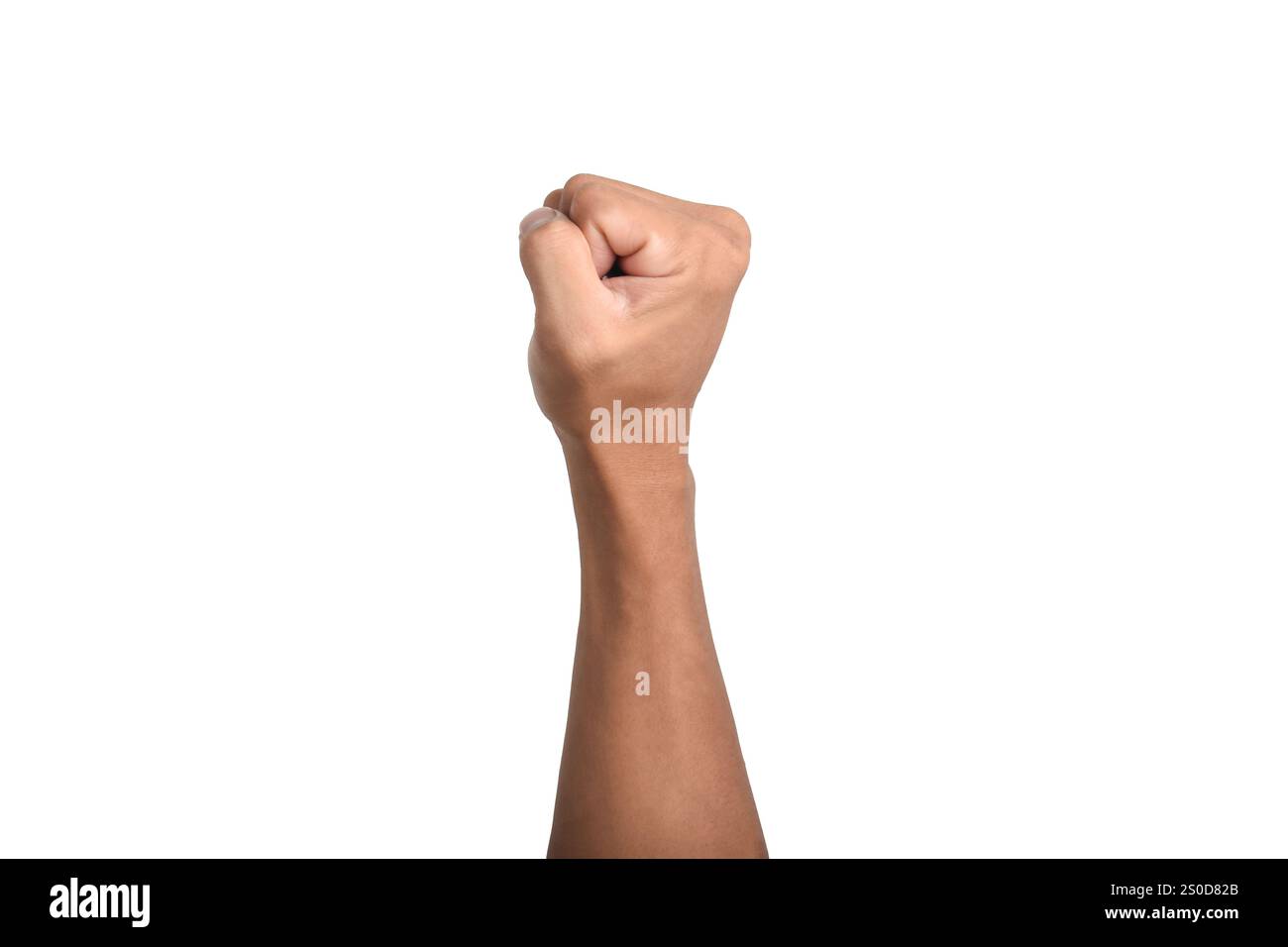 Male clenched fist, isolated on a white background. Man hand with a ...