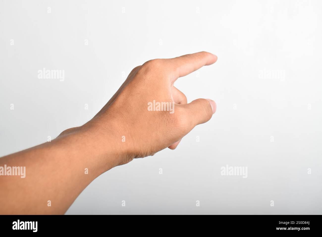 Male hand making gesture of pointing at something. or touching phone ...