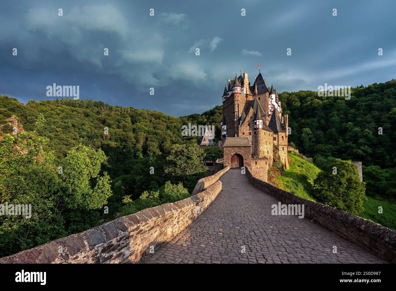 View of the Eltz Castle fortification in the Eifel, Germany Stock Photo ...