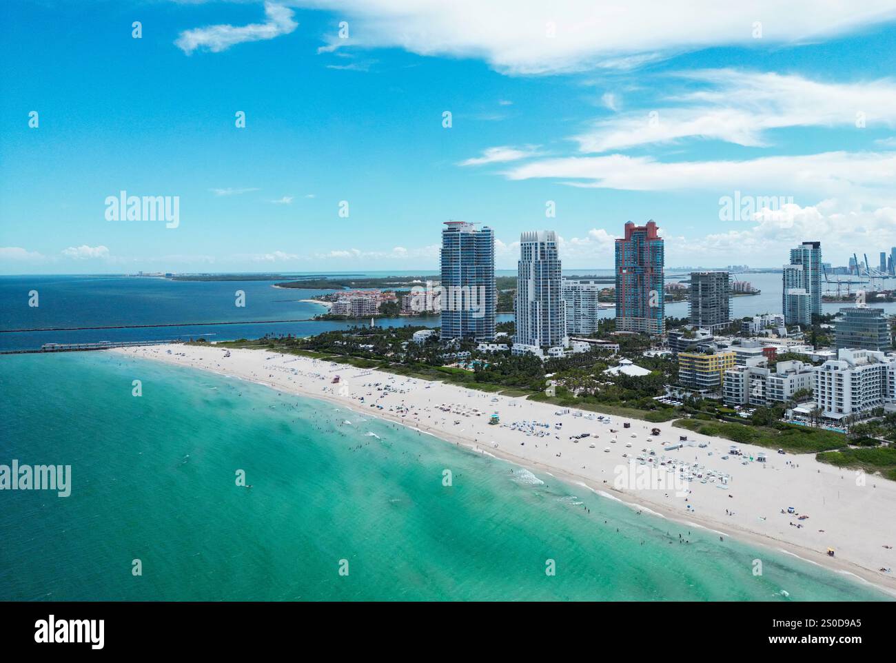 Skyline of Miami Beach from top. Summer in Miami. Miami beach coastline ...