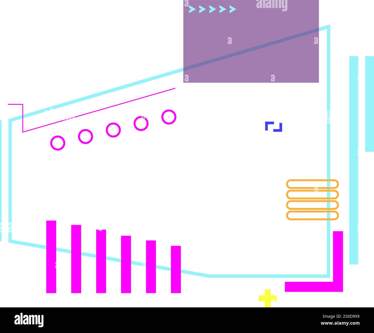 blockchain tech banner cartoon. cloud data, analytics iot, automation ...