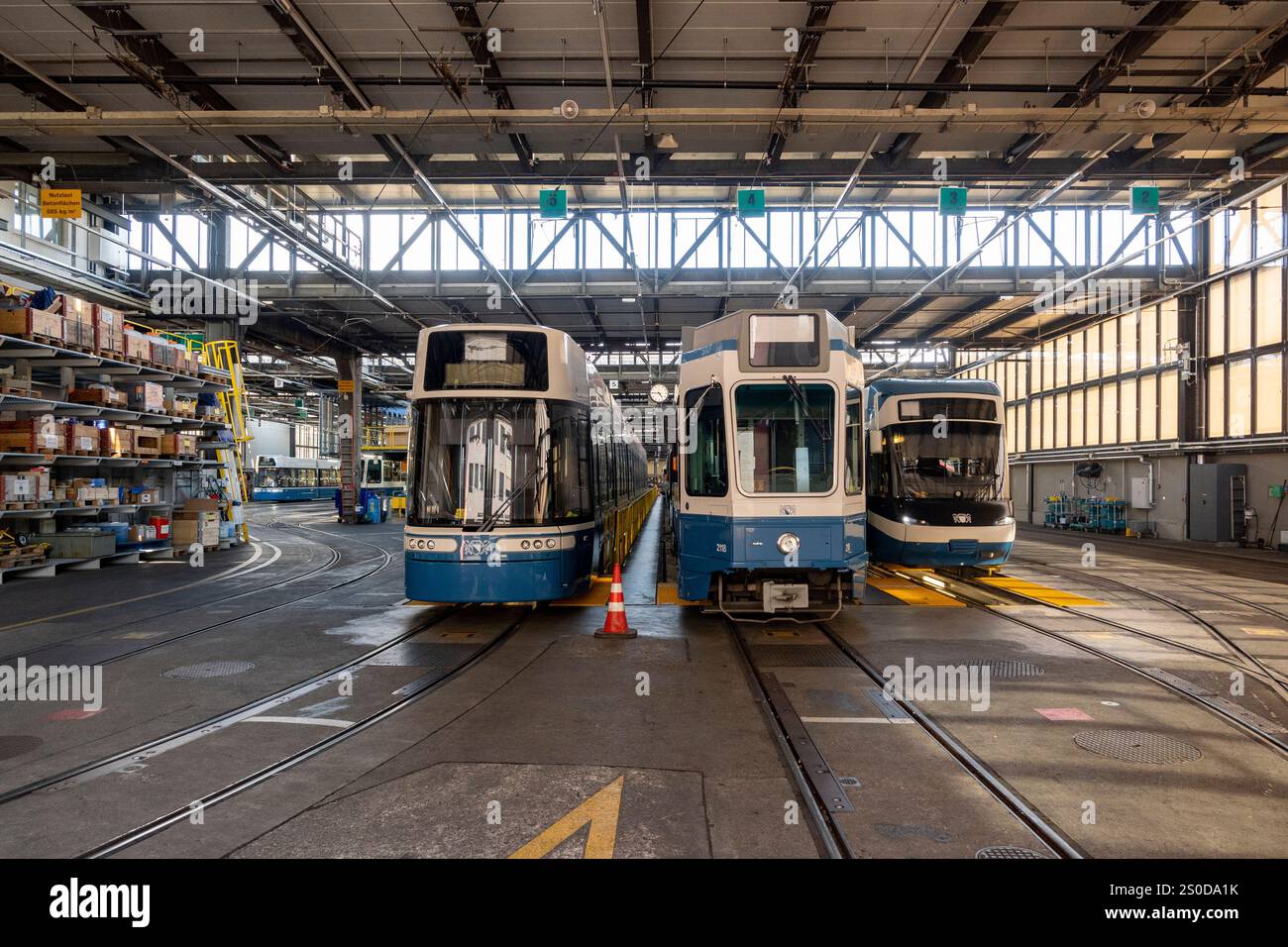 Trams inside a depot (Zurich Stock Photo - Alamy