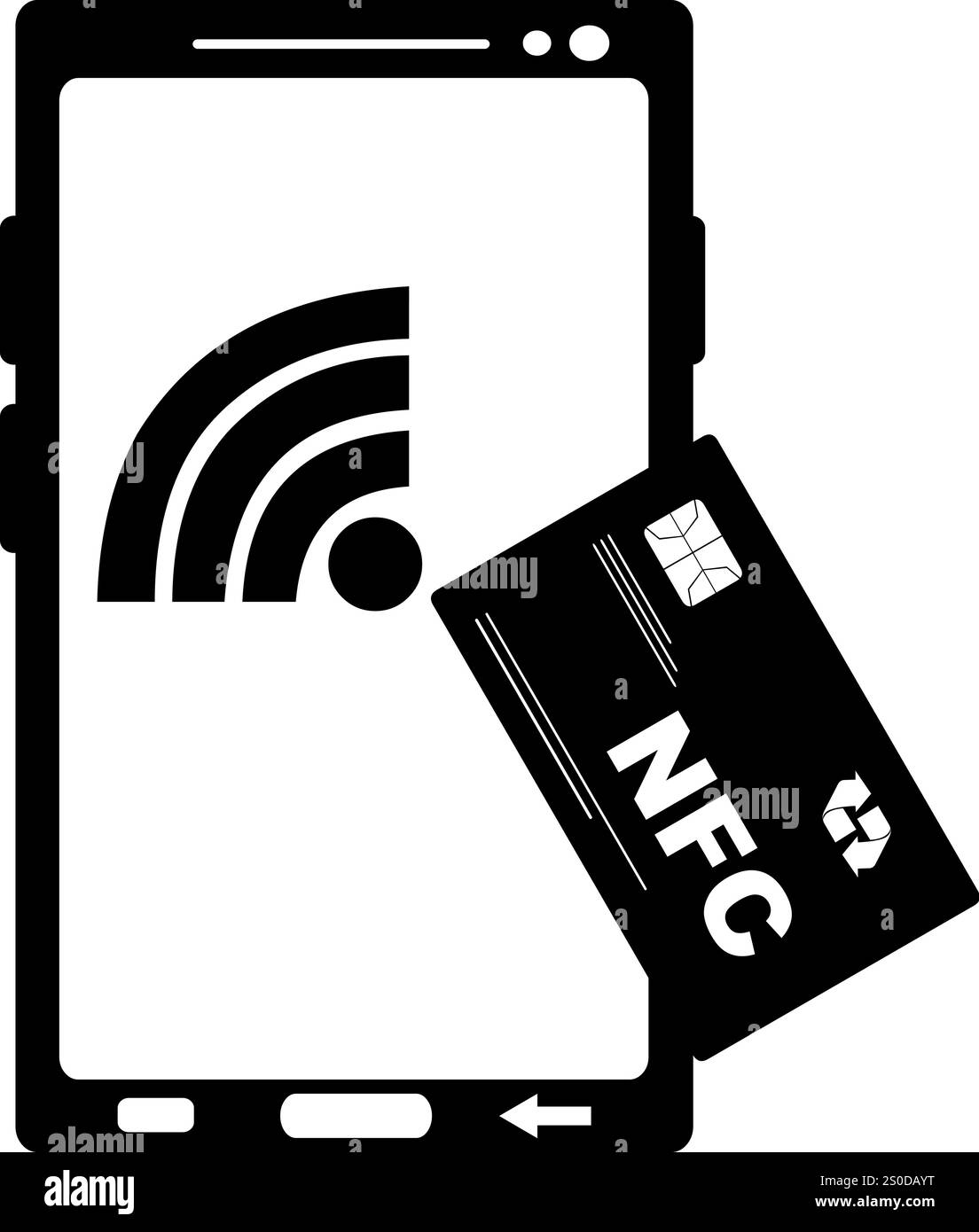 vector illustration black and white icon plastic credit card and mobile ...
