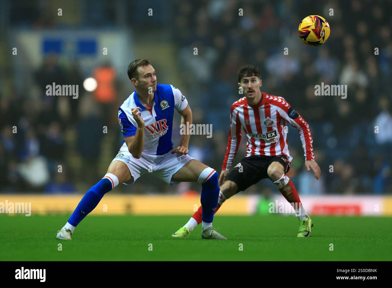 Blackburn Rovers' Ryan Hedges heads the ball during the Sky Bet ...