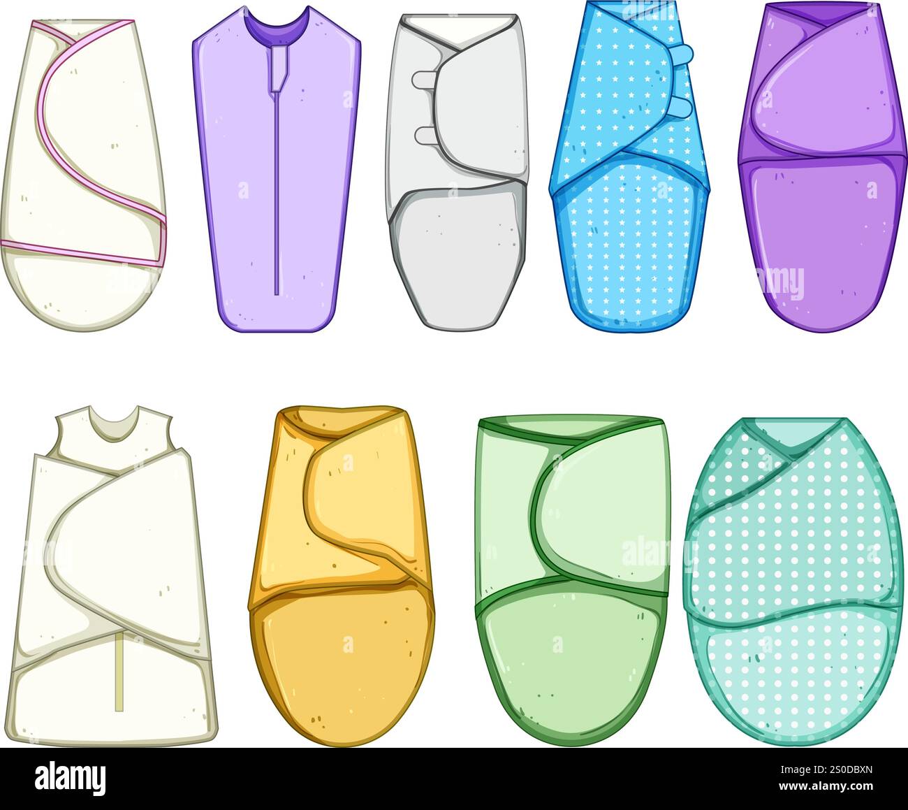 swaddle wrap set cartoon. newborn sleep, comfort blanket, secure soft ...