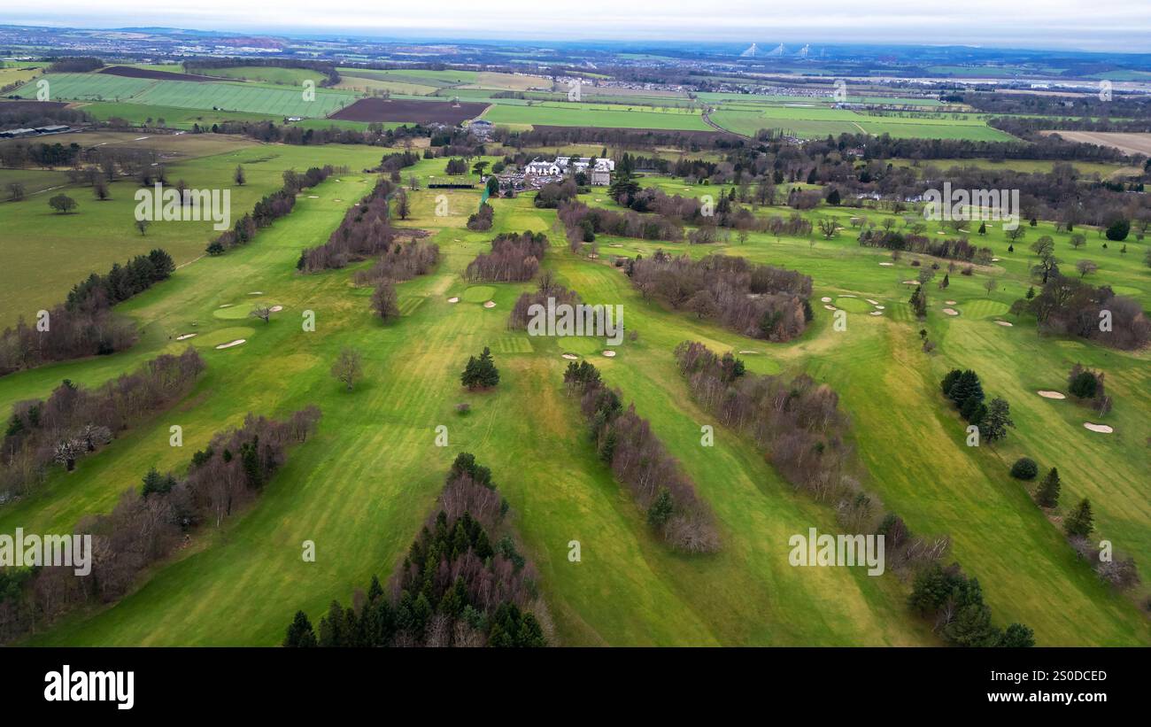 Aerial view of the Dalmahoy Hotel and Country Club, Near Edinburgh, UK ...