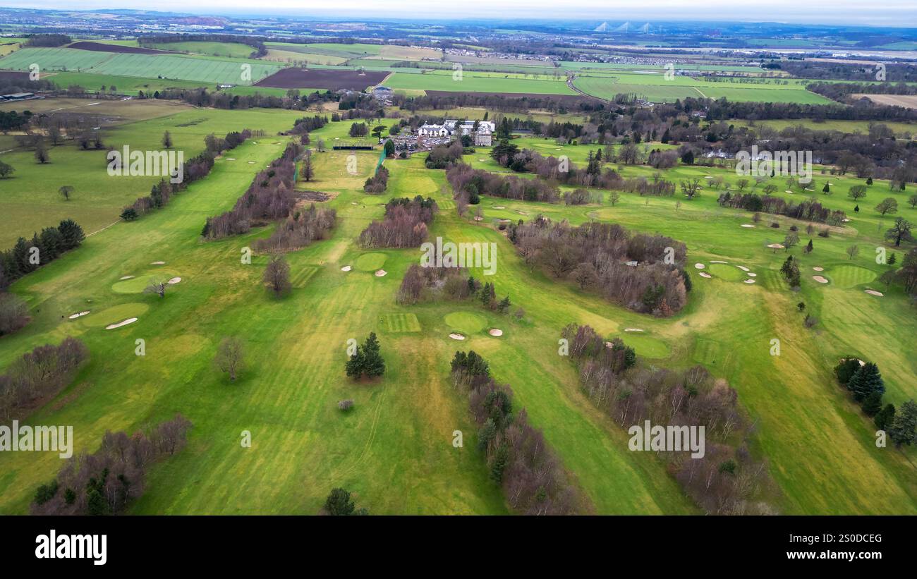 Aerial view of the Dalmahoy Hotel and Country Club, Near Edinburgh, UK ...