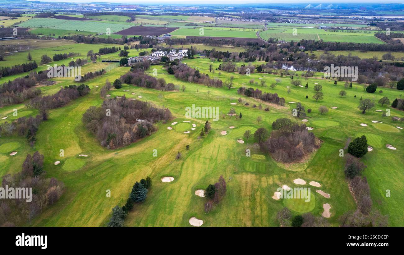 Aerial view of the Dalmahoy Hotel and Country Club, Near Edinburgh, UK ...