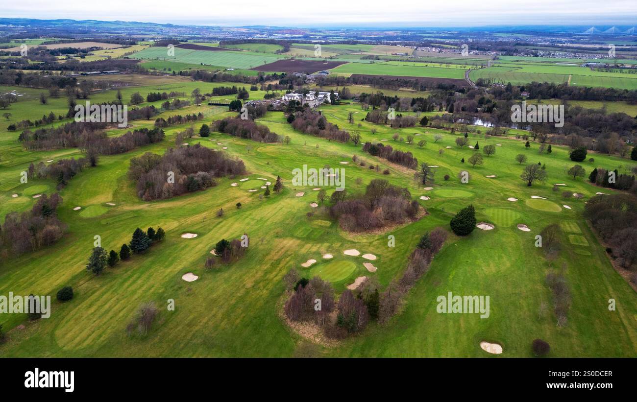 Aerial view of the Dalmahoy Hotel and Country Club, Near Edinburgh, UK ...