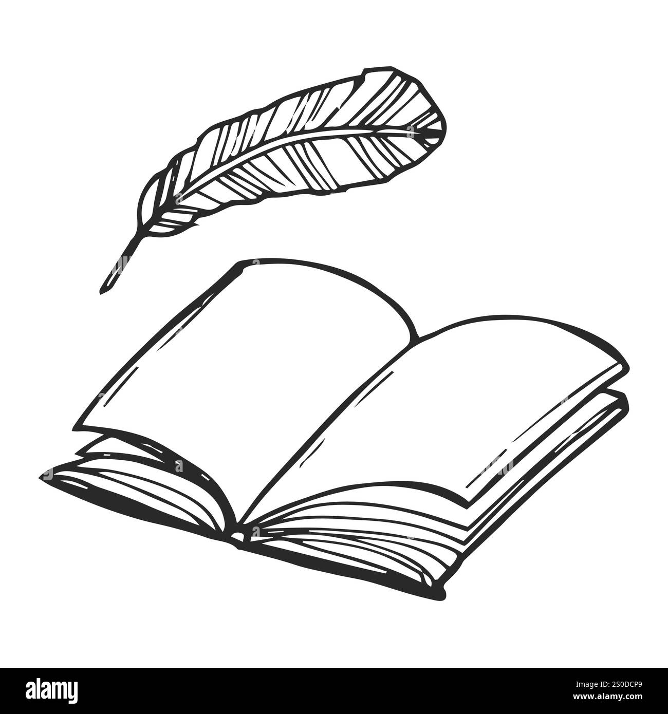 Sketch style quill and inkwell with book Stock Vector Image & Art - Alamy