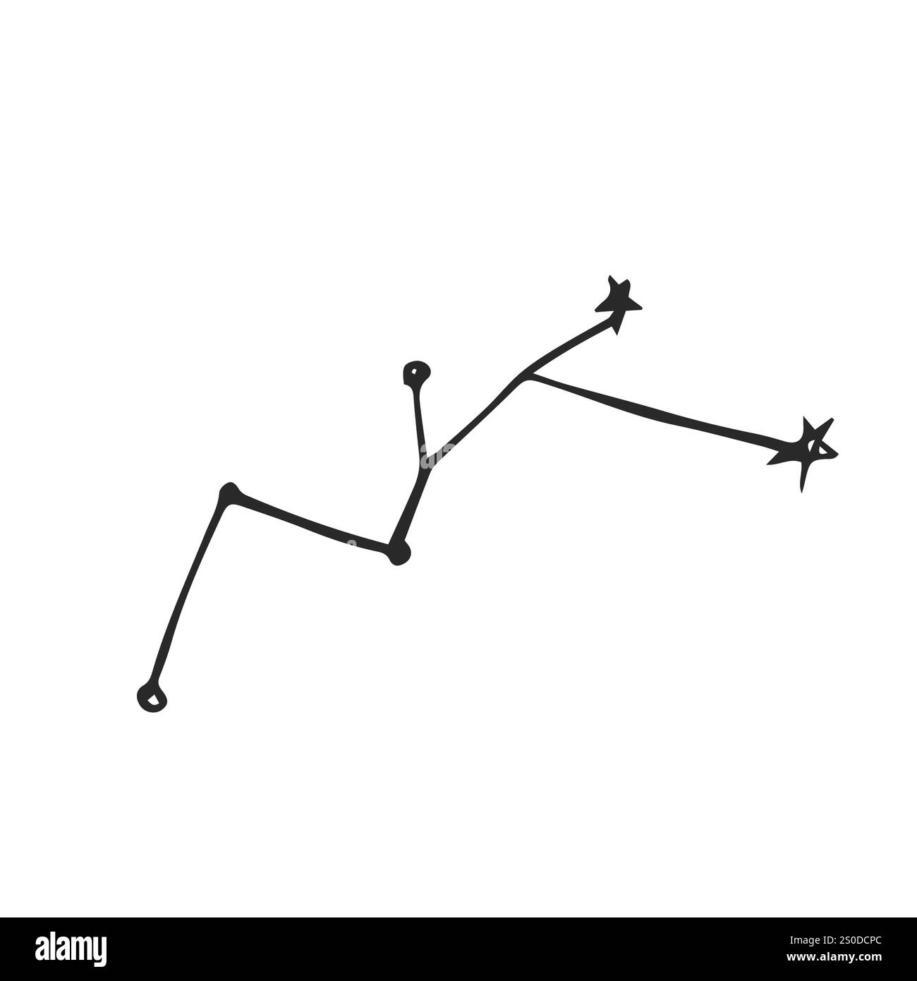 Constellation Perseus scheme in starry sky. Doodle, sketch, linear ...