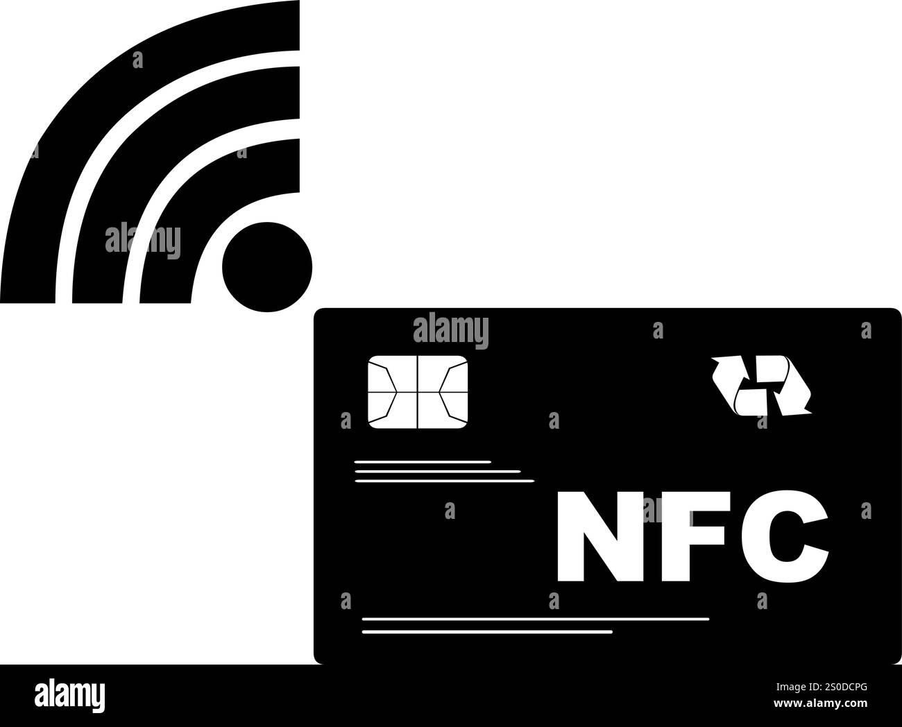 vector illustration black and white icon plastic debit card and NFC ...