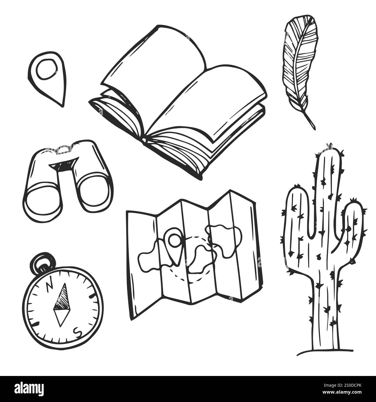 Set of hand drawn travel doodle. Vector illustration. Tourism and ...