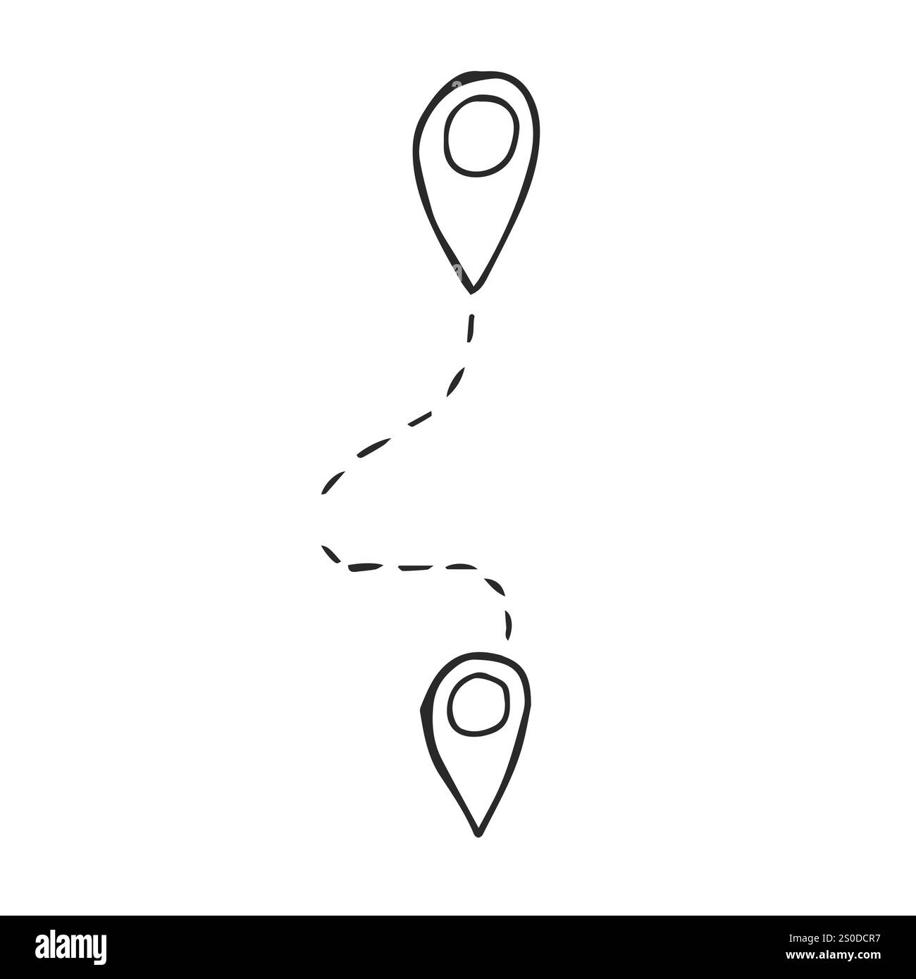 hand drawn map distance measuring icon illustration doodle vector ...