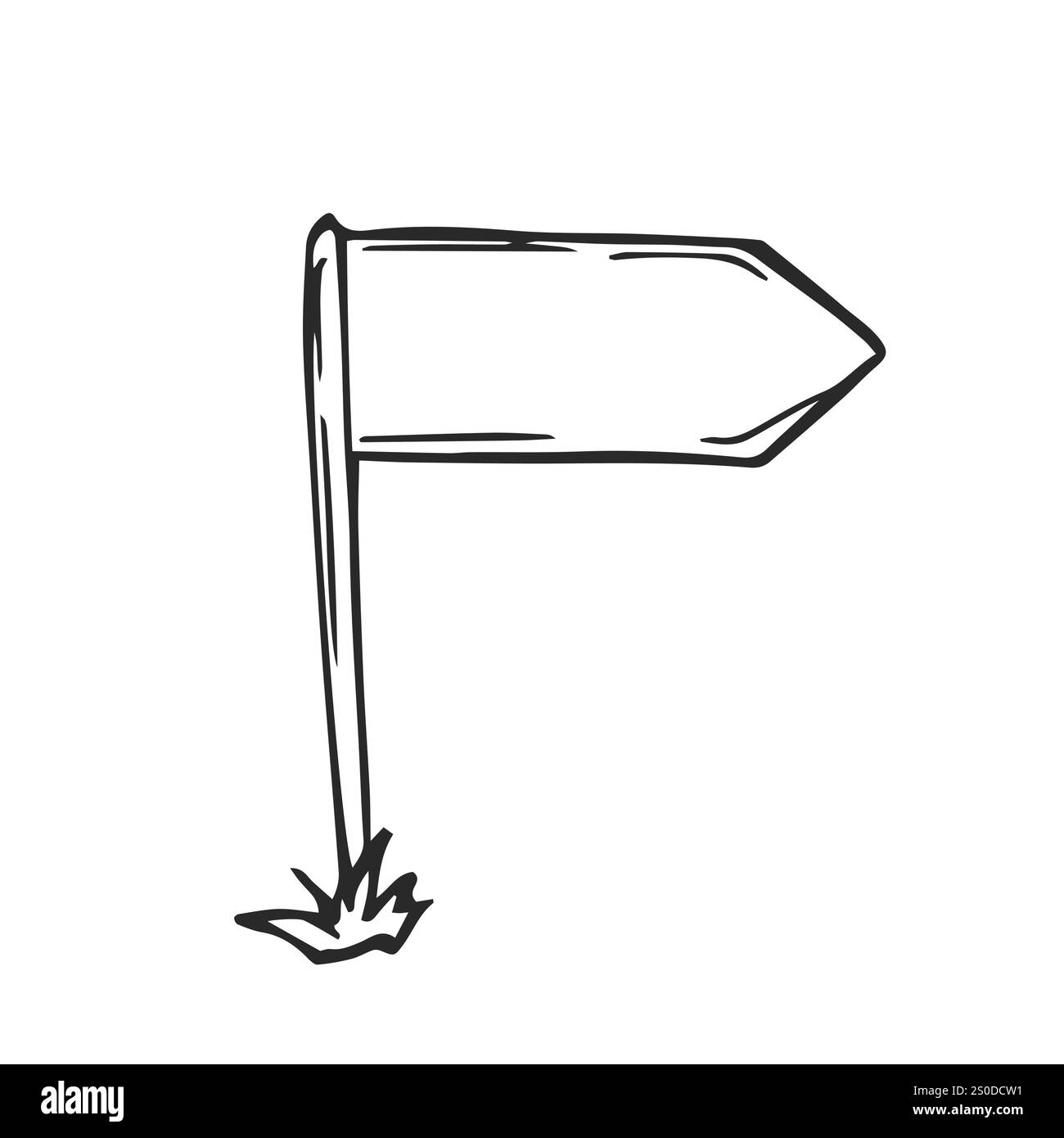 wooden signpost on a tourist route doodle hand drawn. Way sign to ...