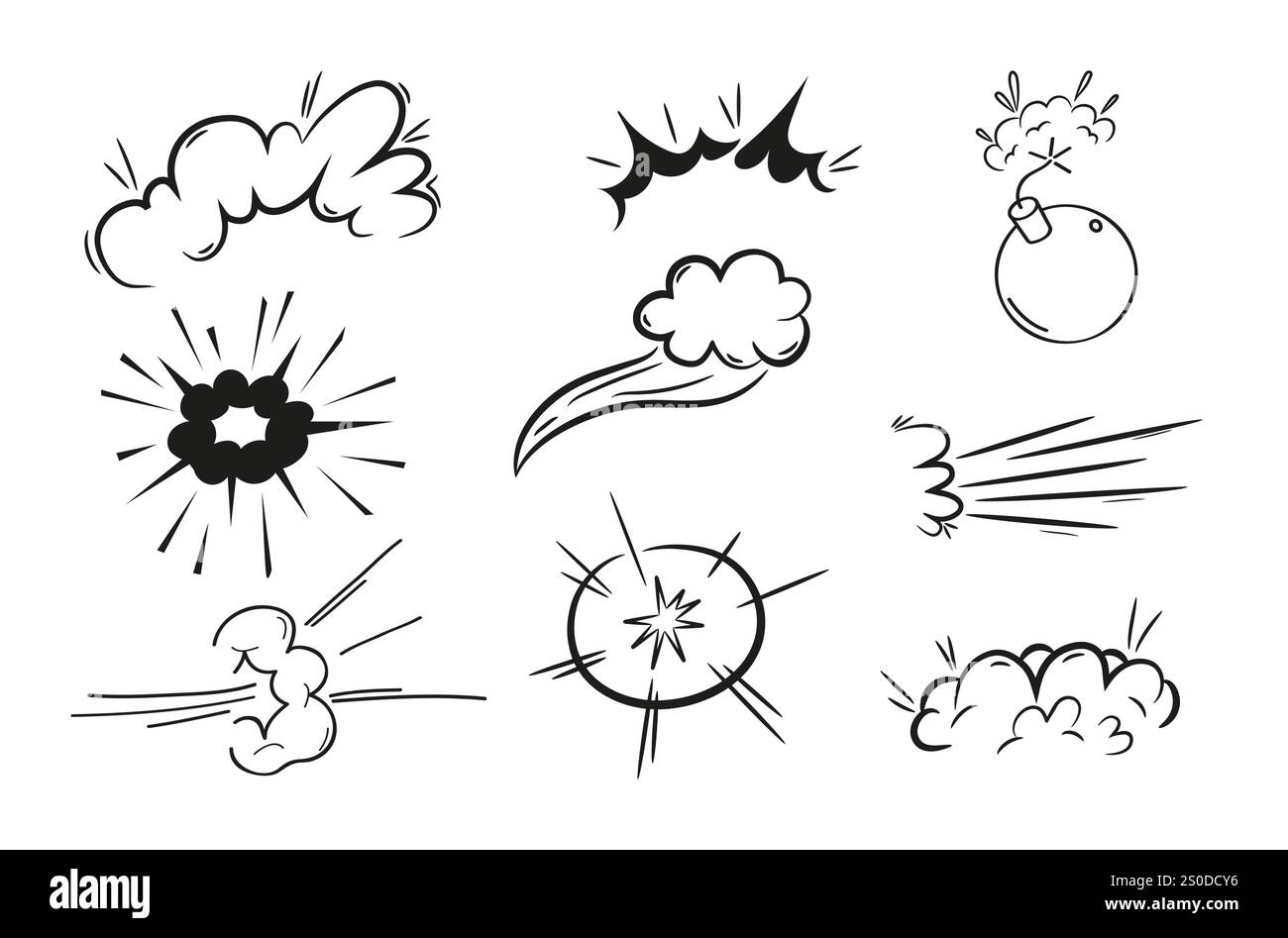 Featuring, comic-style motion effects, including explosive booms vector ...