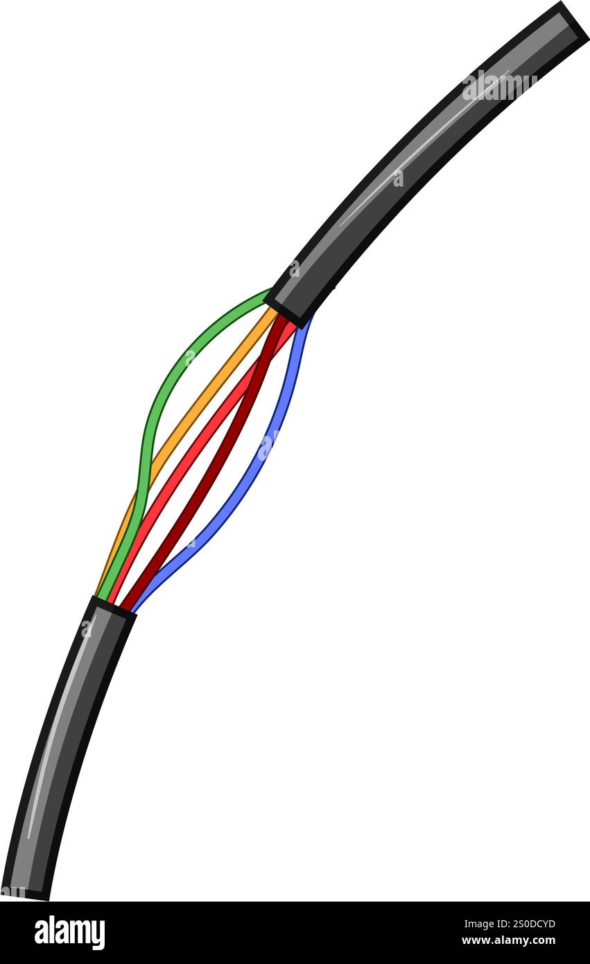 maintenance broken cable cartoon. diagnostics signal, interference ...