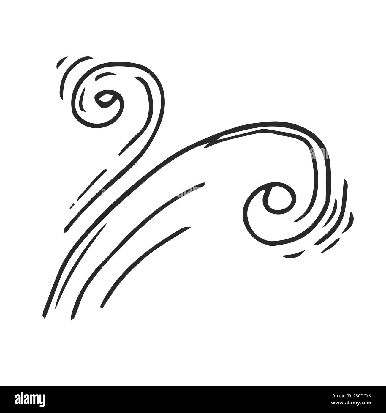 hand drawn wind doodle blow, gust design isolated Stock Vector Image ...