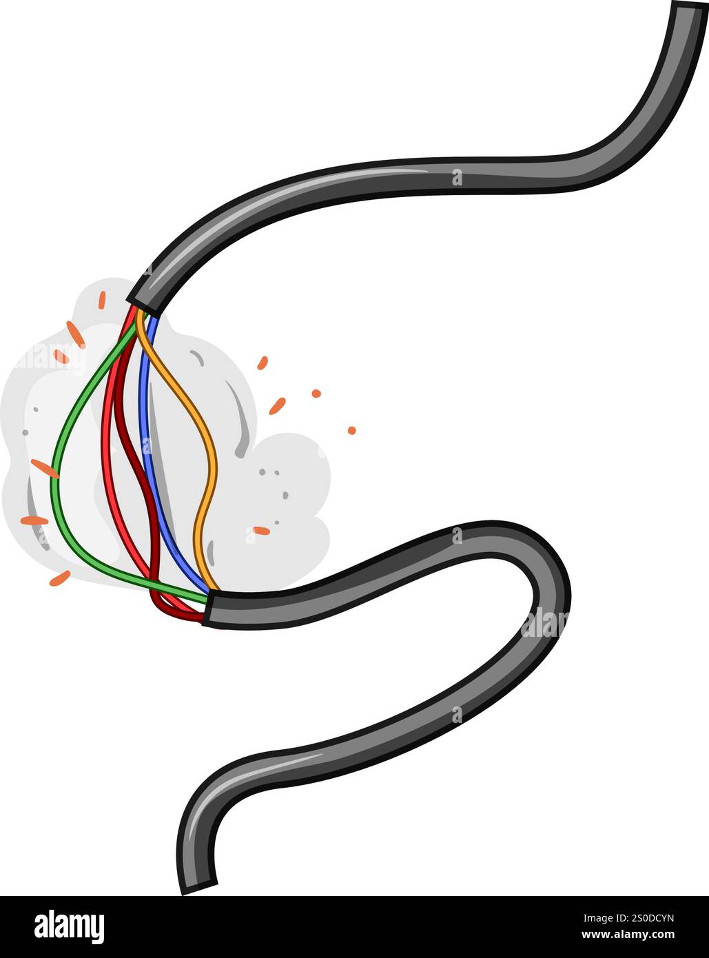 replacement broken cable cartoon. troubleshooting connectivity, damage ...