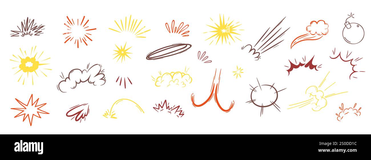 Featuring, comic-style motion effects, including explosive booms vector ...