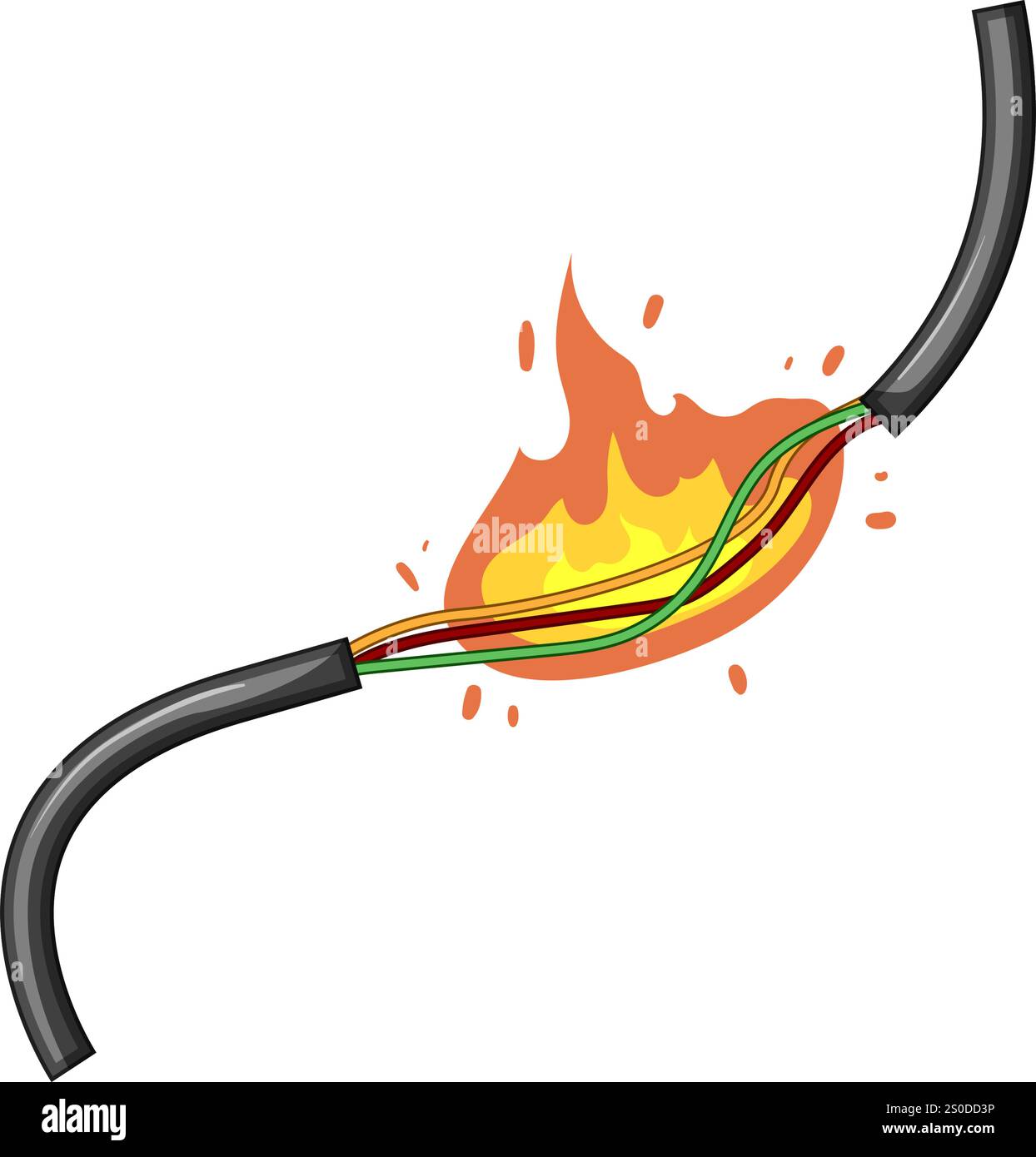 Signal Broken Cable Cartoon Interference Continuity Wiring Network Outage Fault Signal Broken