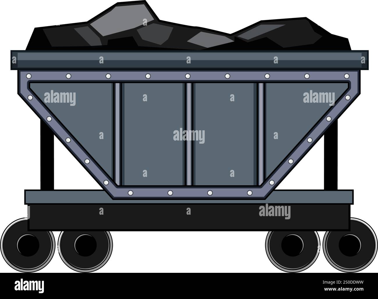 freight coal wagon cartoon. rail cargo, bulk shipment, supply energy ...