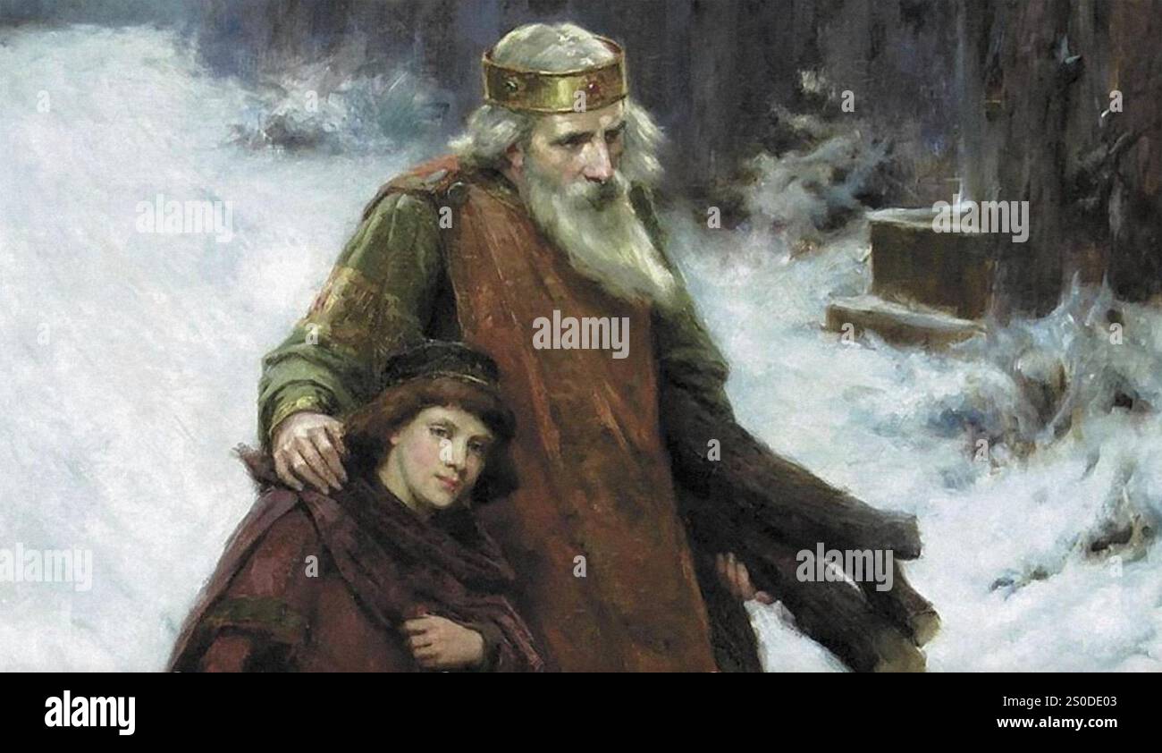 GOOD KING WENCESLAS a 10th Century King of Bohemia with his paige as ...