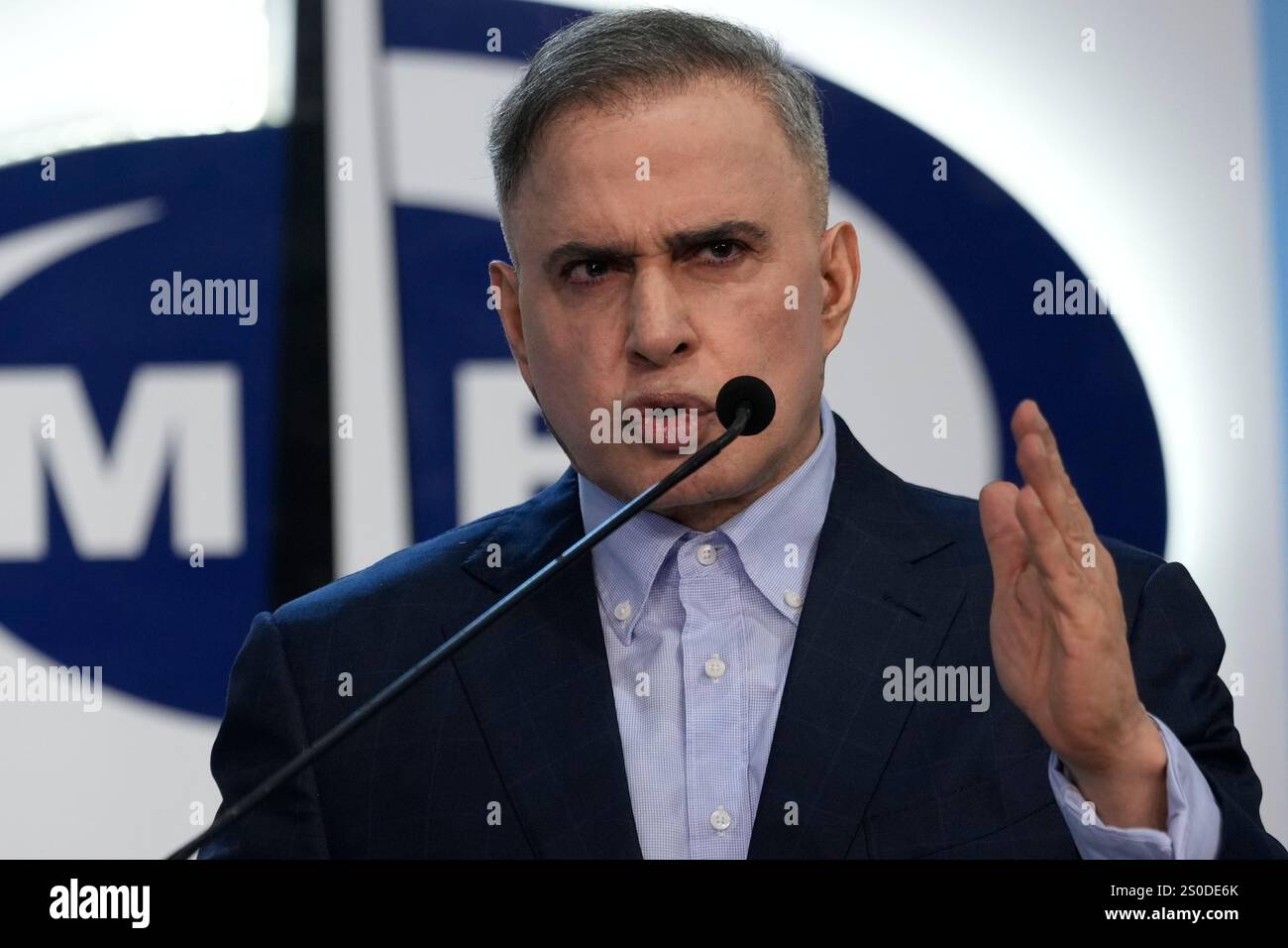 FILE - Attorney General Tarek William Saab gives a press conference in ...