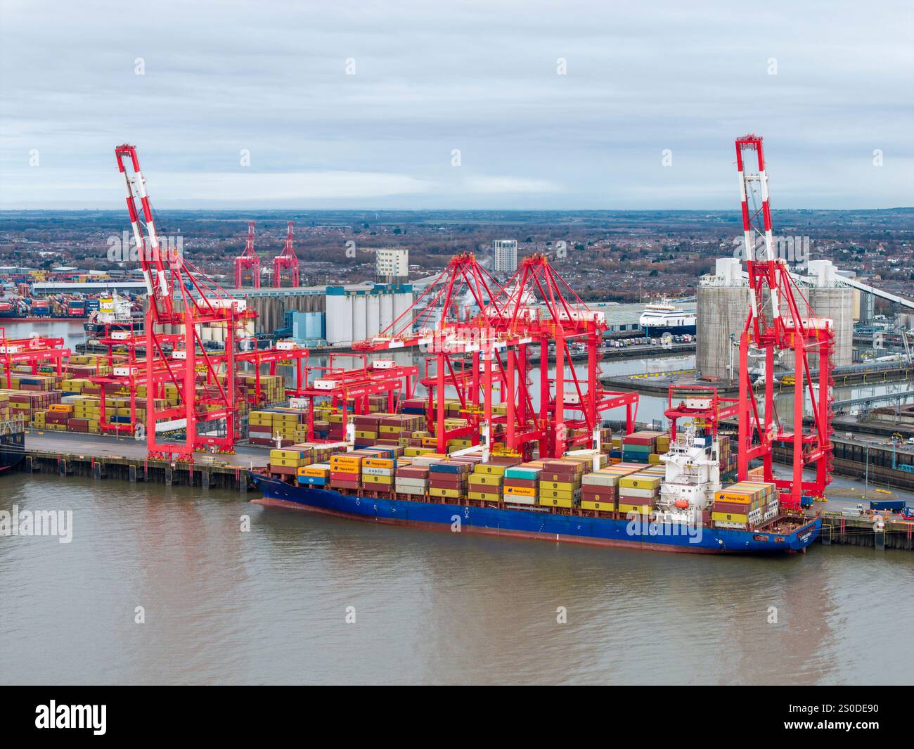 MSC Livorno Express container ship loading at Liverpool2 terminal on ...
