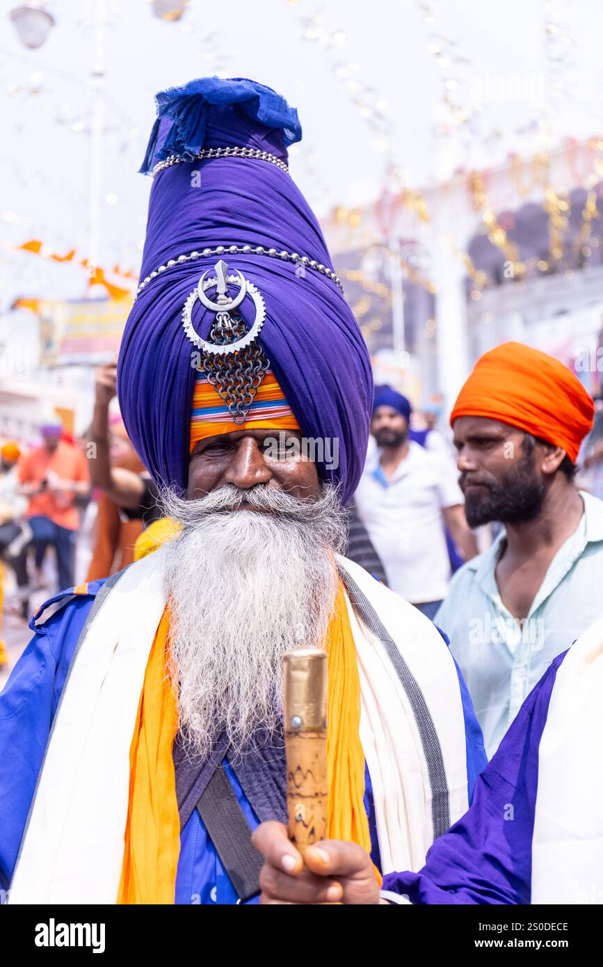 Group of sikh people (Nihang Sardar) during the celebration of Hola ...