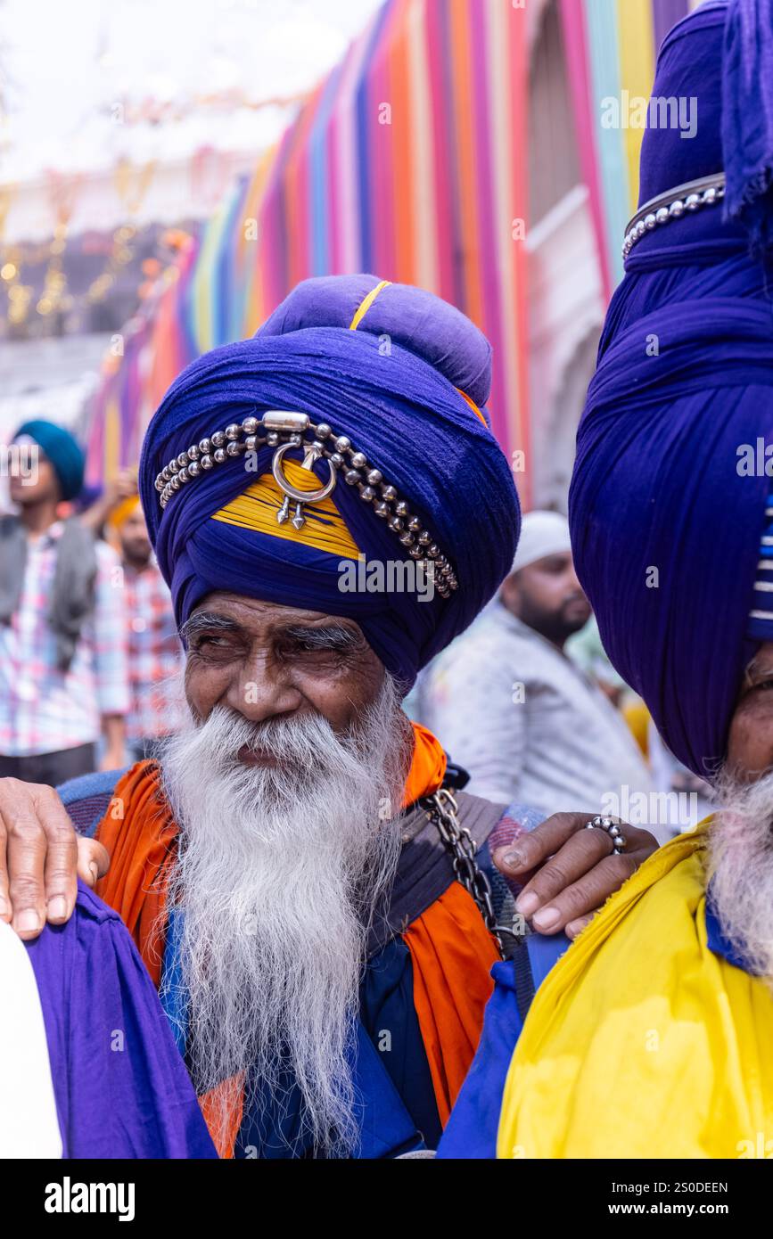 Group of sikh people (Nihang Sardar) during the celebration of Hola ...