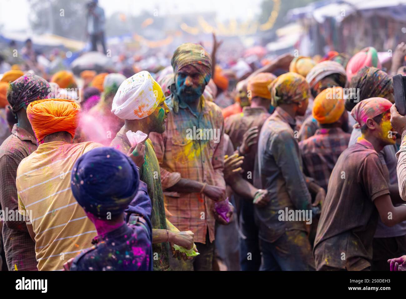 Group of sikh people (Nihang Sardar) during the celebration of Hola ...