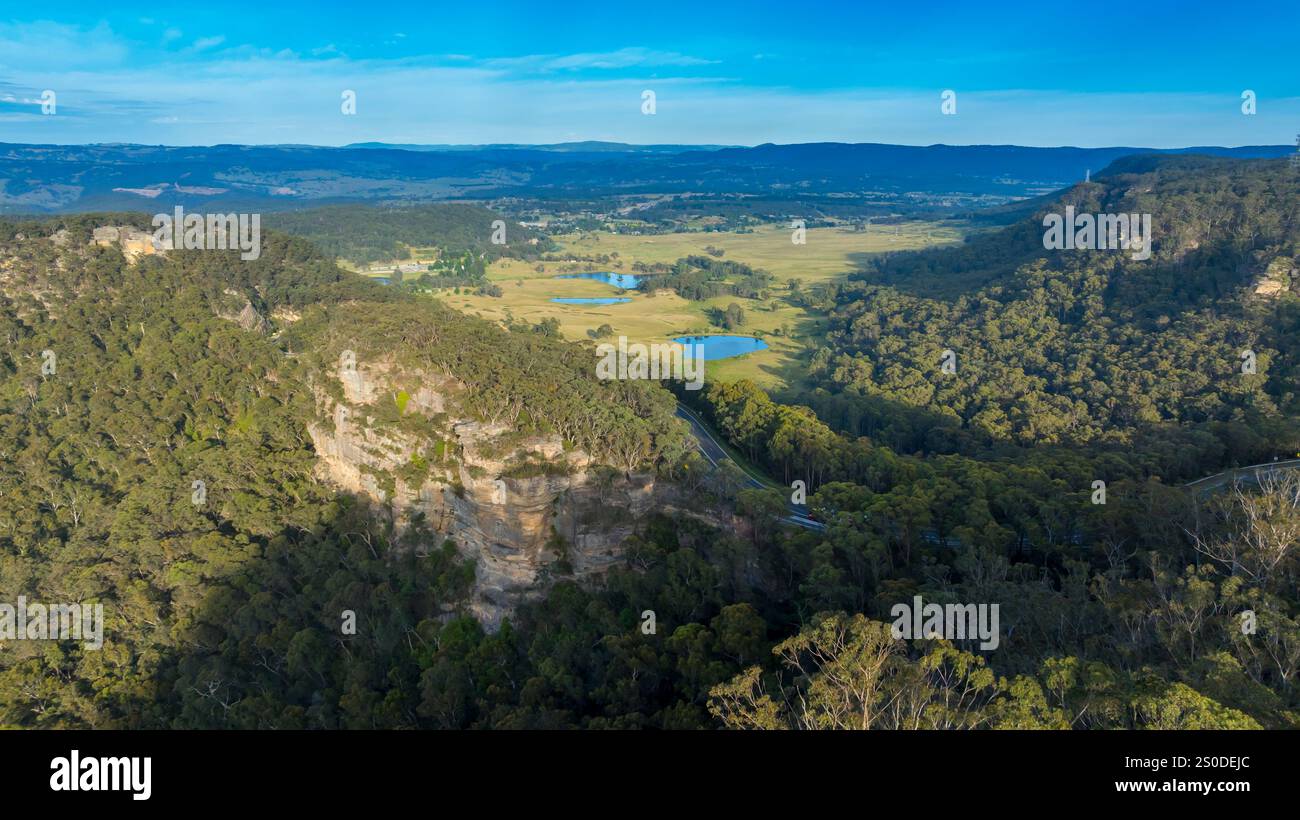 Drone aerial photograph of the Great Western Highway running through a ...