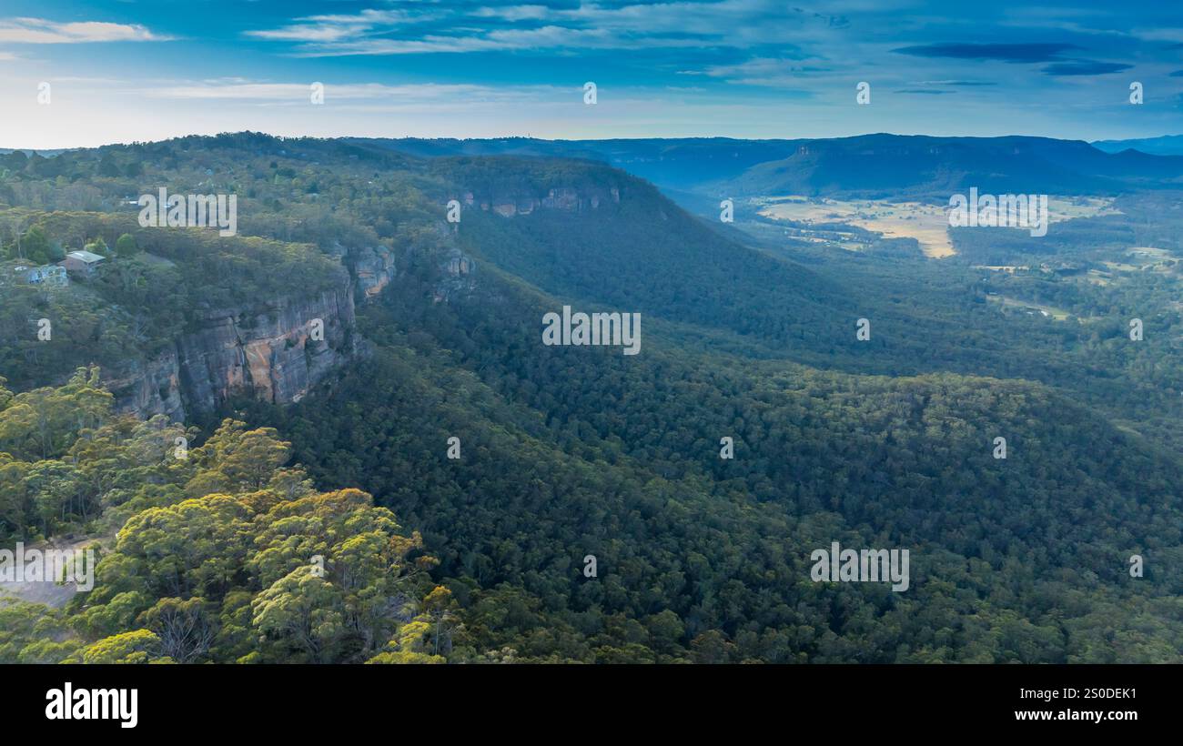 Drone aerial photograph of the Kanimbla Valley near the town of Mount ...