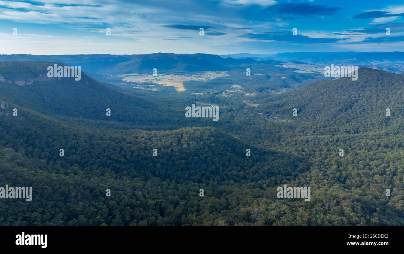 Drone aerial photograph of the Kanimbla Valley near the town of Mount ...