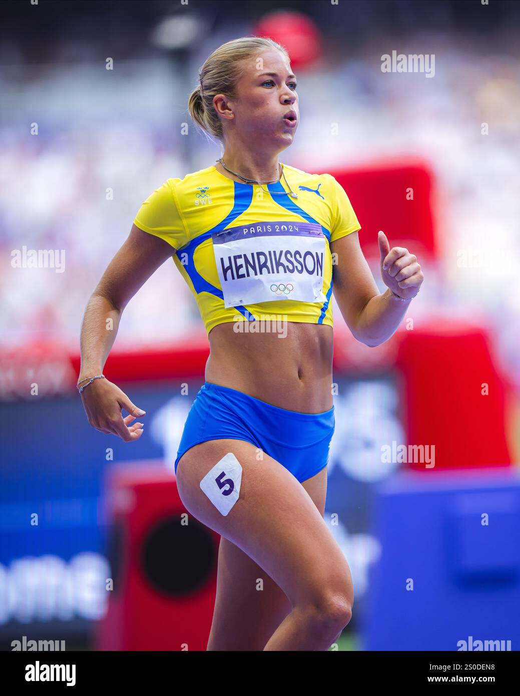 Julia Henriksson participating in the 100 meters at the Paris 2024 ...