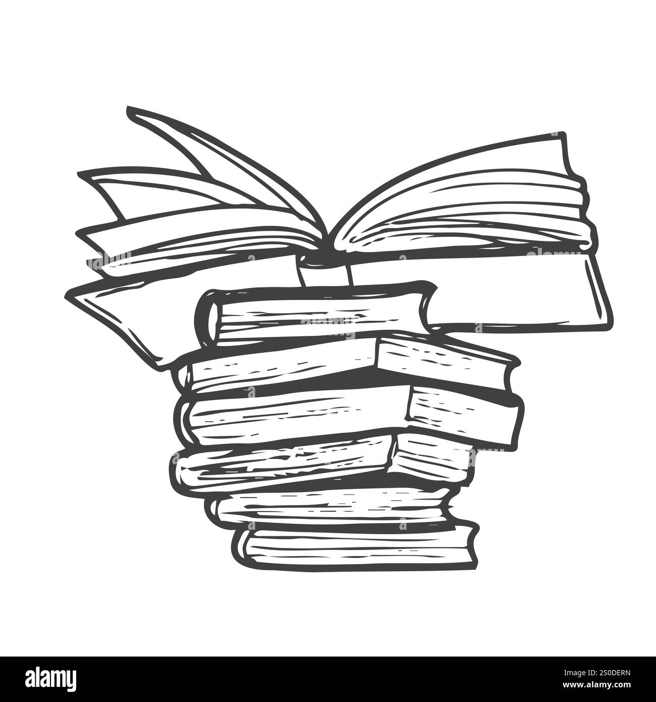 Hand Drawn Stack of Books. Vector illustration Stock Vector Image & Art ...