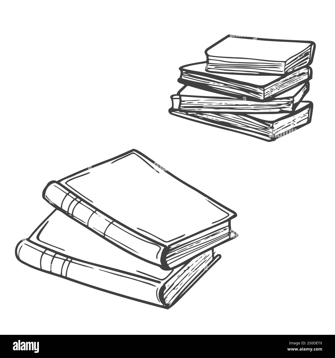 Books vector collection. Pile of books. Hand drawn illustration in ...
