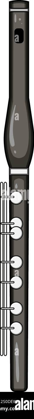 instrument flute cartoon. woodwind melody, harmony tone, breath keys ...