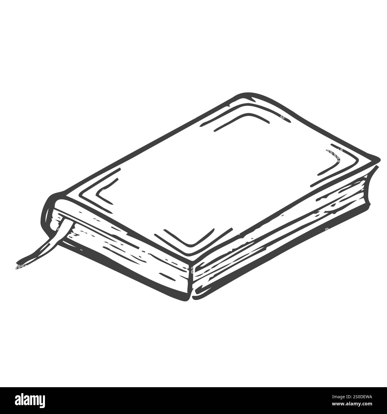 Sketch of book. Hand drown illustration with empty cover and leafs ...