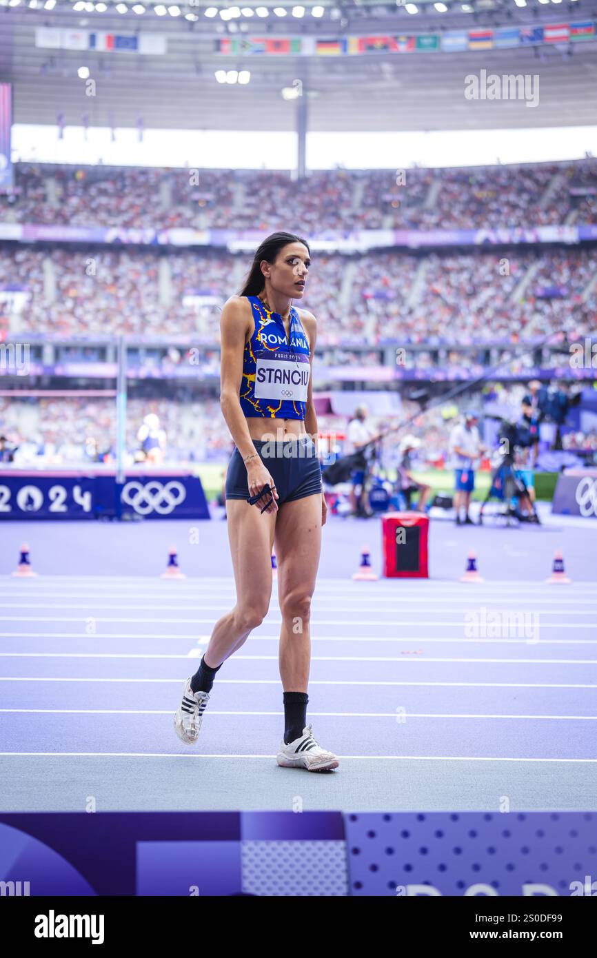 Daniela Stanciu participating in the high jump at the Paris 2024 ...