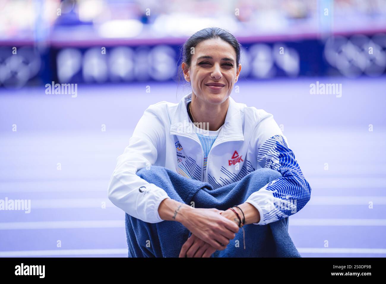 Daniela Stanciu participating in the high jump at the Paris 2024 ...