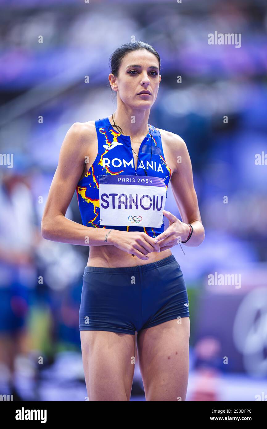 Daniela Stanciu participating in the high jump at the Paris 2024 ...