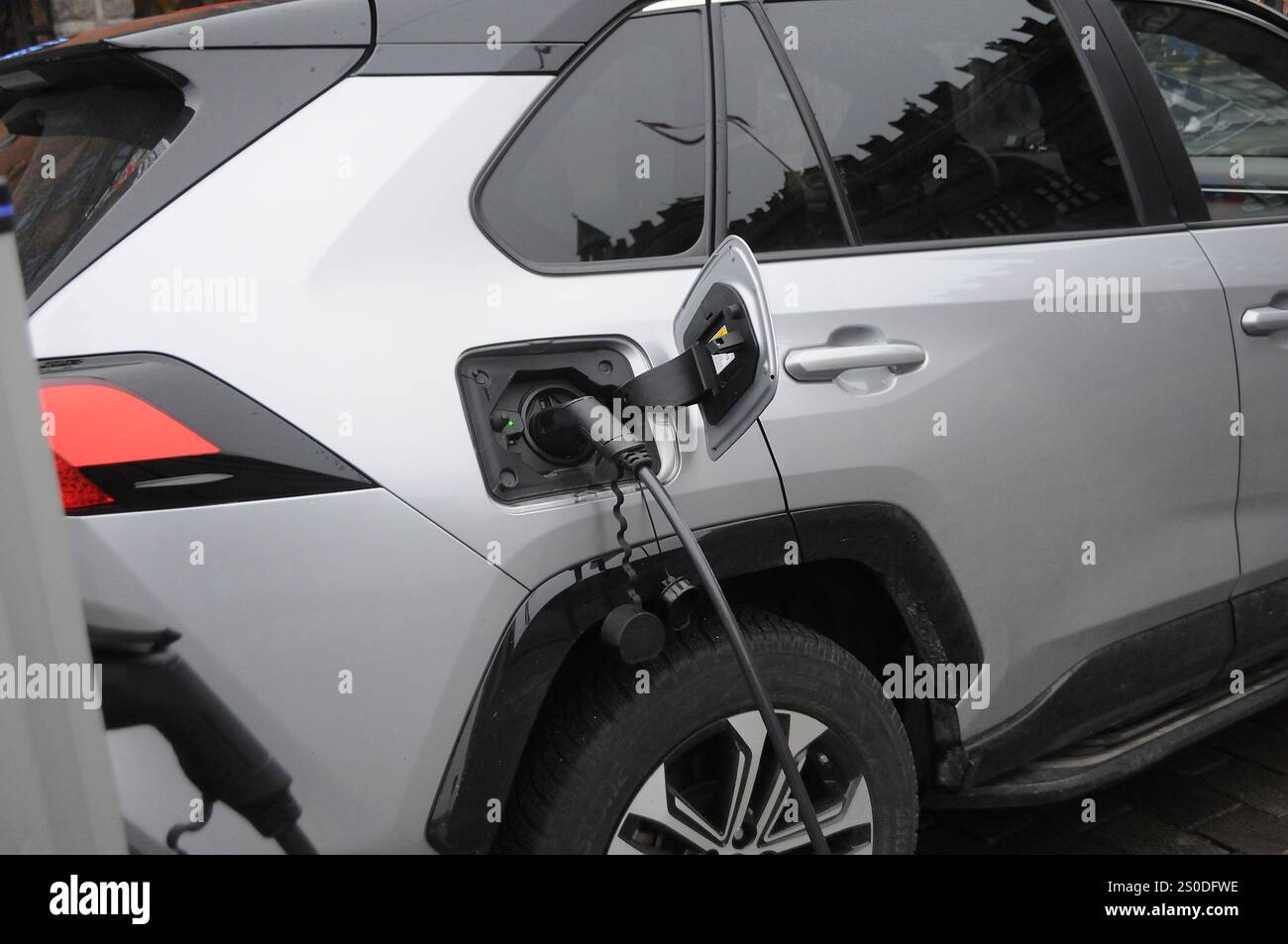 Copenhagen/ Denmark/17 december 2024/Electrich charging point and ...