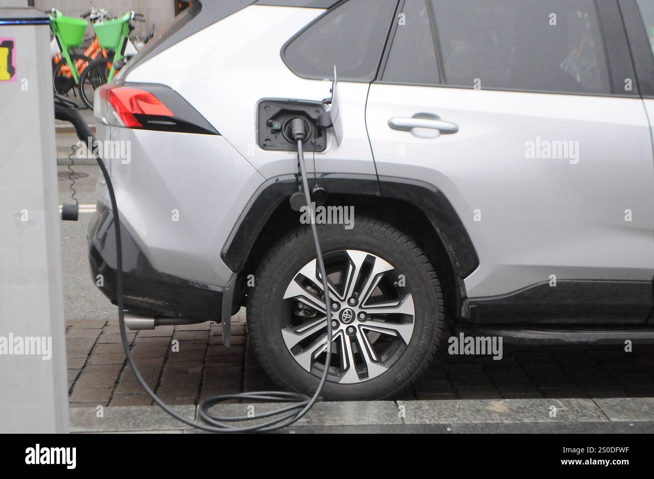 Copenhagen/ Denmark/17 december 2024/Electrich charging point and ...