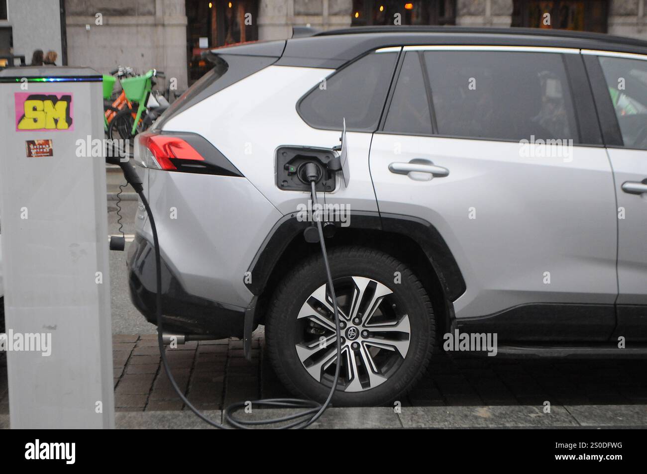 Copenhagen/ Denmark/17 december 2024/Electrich charging point and ...