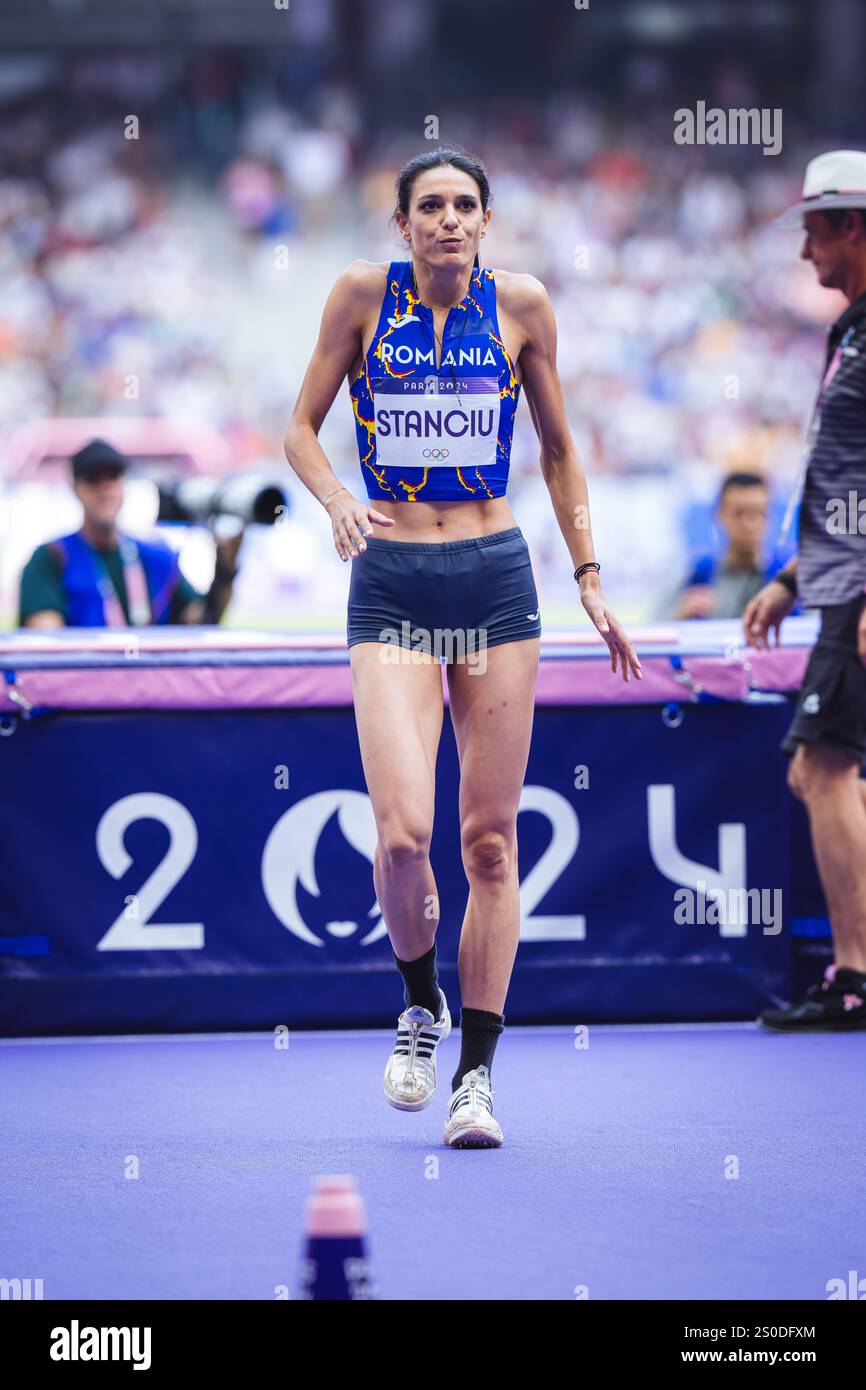 Daniela Stanciu participating in the high jump at the Paris 2024 ...